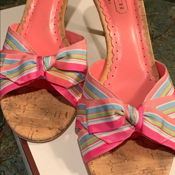Coach | Shoes | Coach Multi Pink Grosgrain Slides | Poshmark